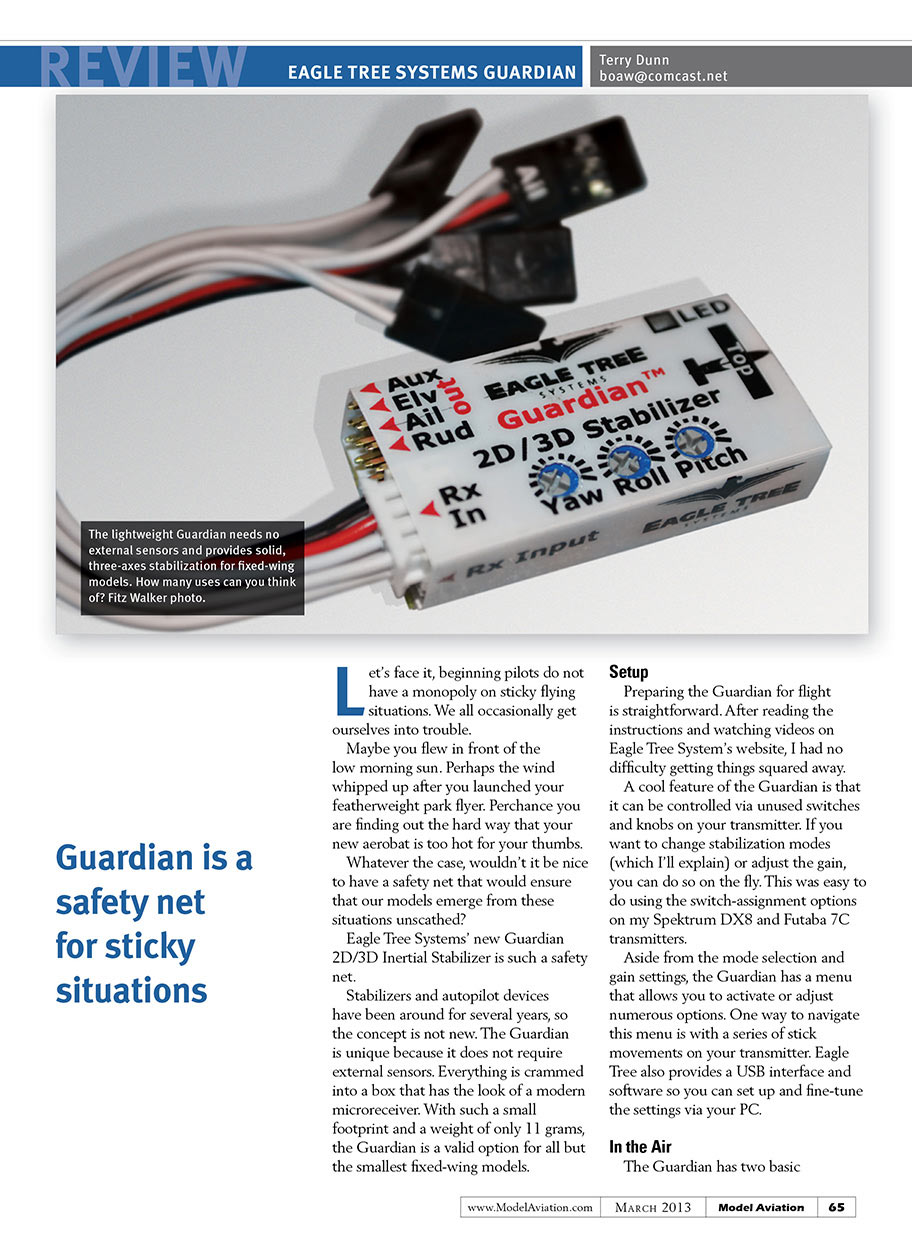 Eagle Tree Systems Guardian - 2013/03 | Model Aviation Library