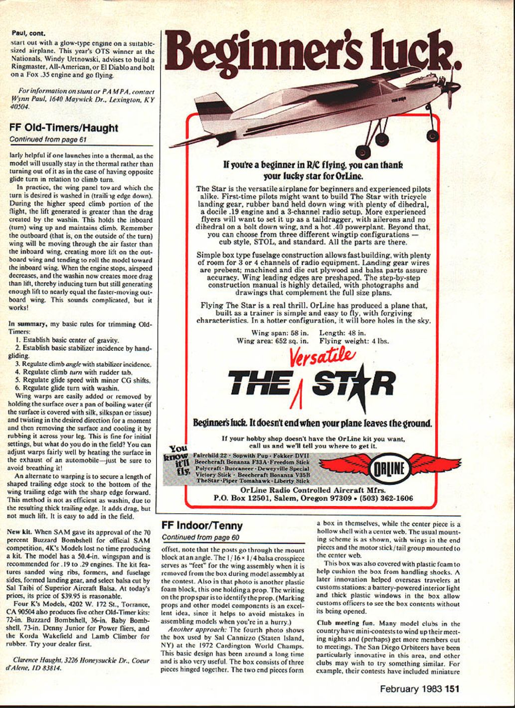 Free Flight: Old-Timer | Model Aviation Library