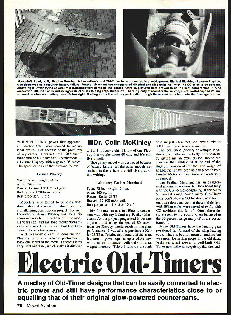 Electric Old-Timers | Model Aviation Library