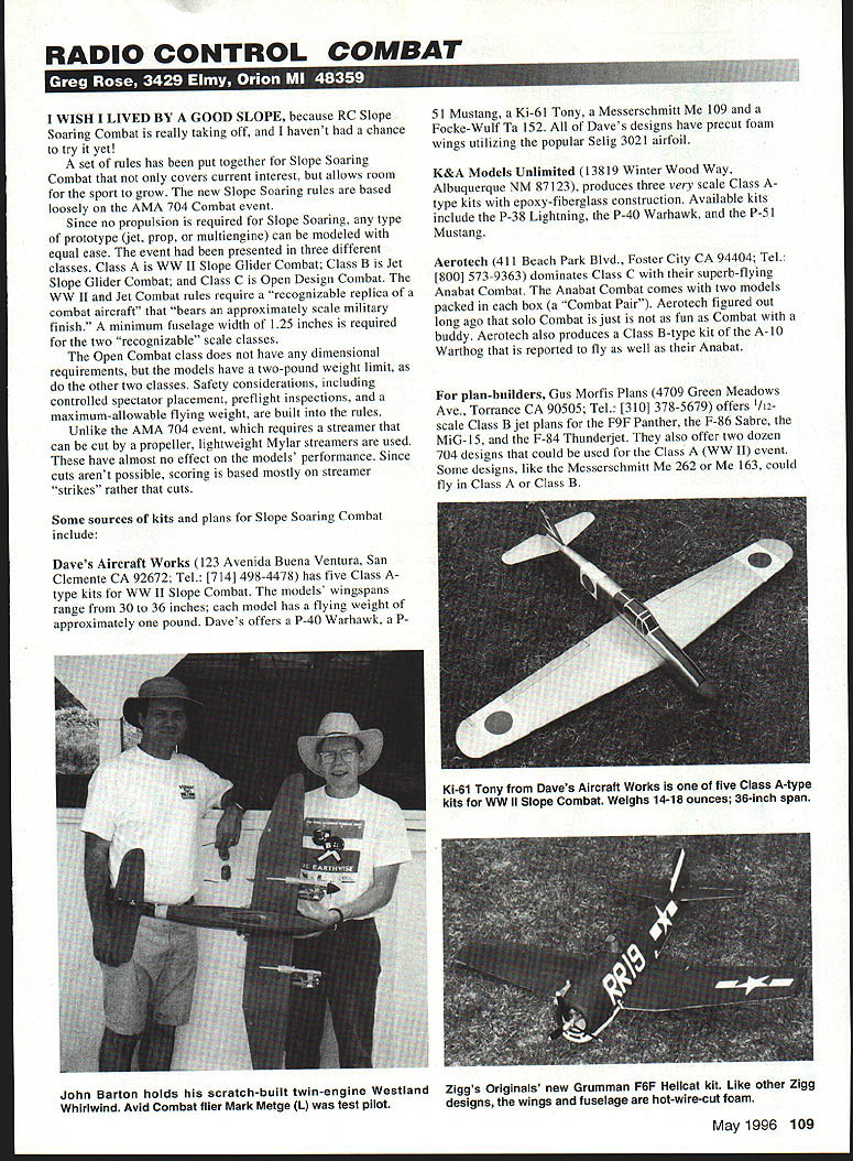 Radio Control: Combat | Model Aviation Library