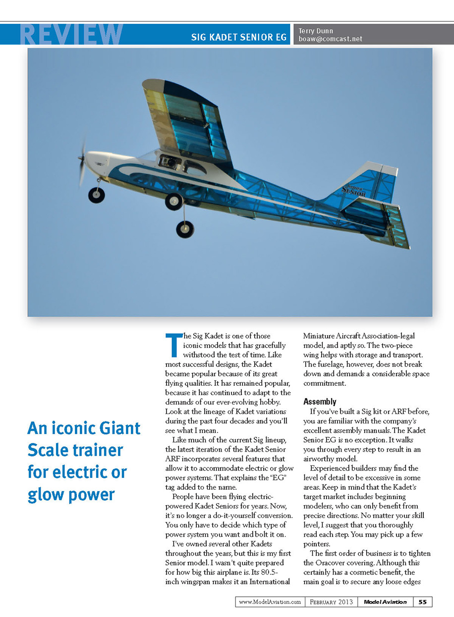 Review: Sig Kadet Senior EG-2013/02 | Model Aviation Library