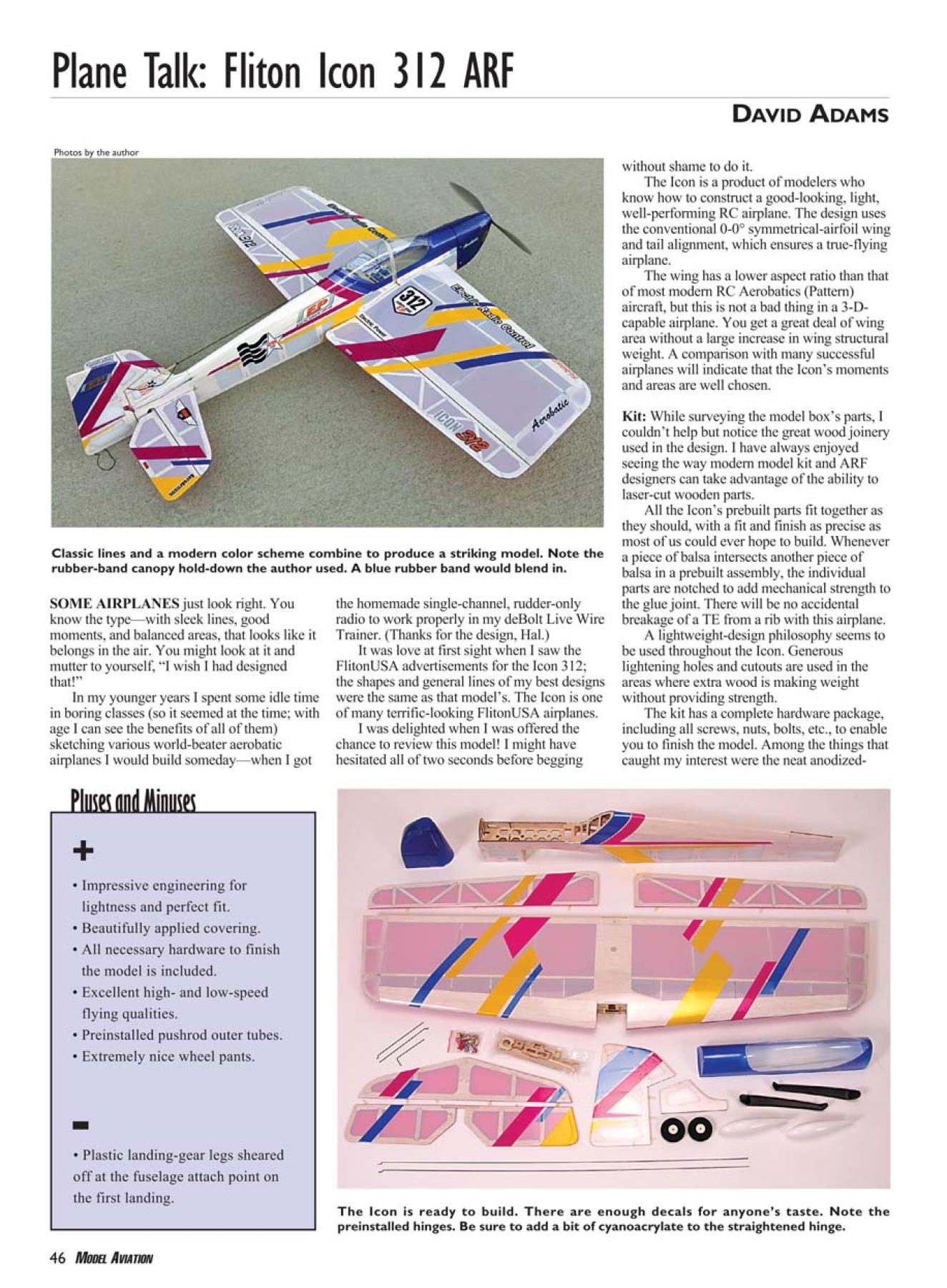 Plane Talk: Fliton Icon 312 ARF - 2006/02 | Model Aviation Library